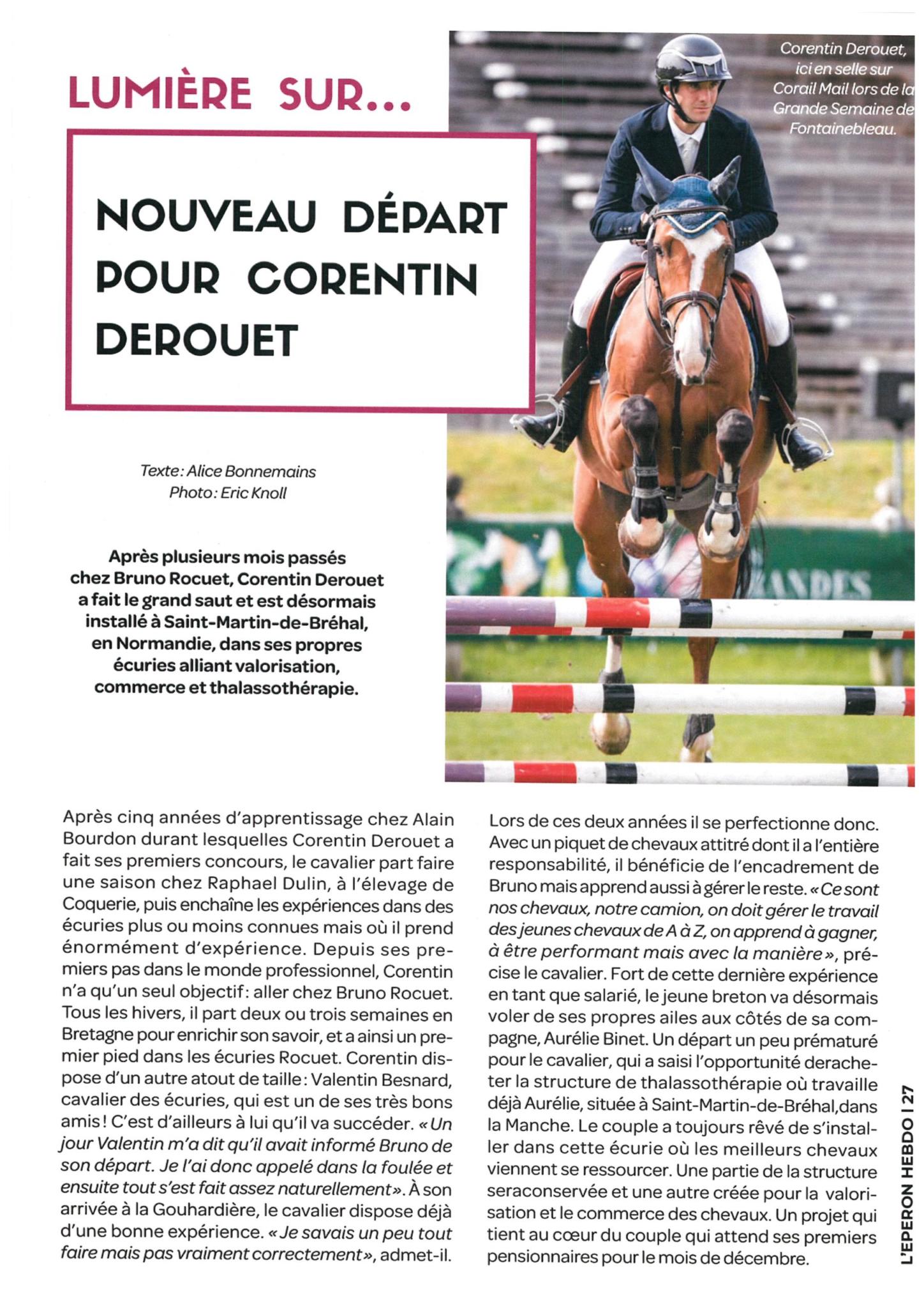 Nouveau départ pour DEROUET Corentin - AgriCampus Laval